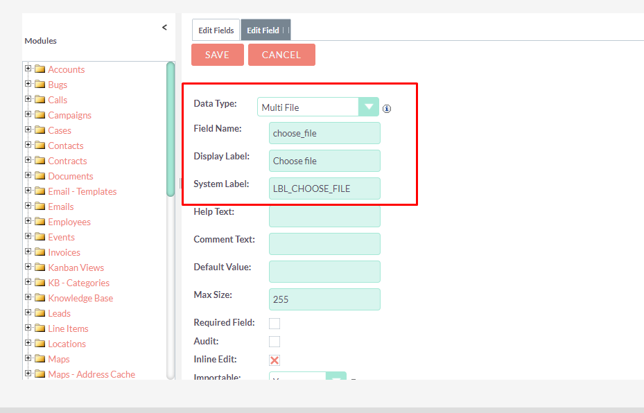 Multiple File Upload Suitecrm Module